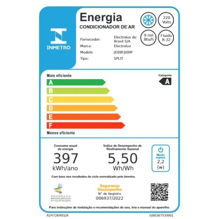 Ar Condicionado Split Inverter Electrolux Color Adapt 9000 BTUS Frio ...